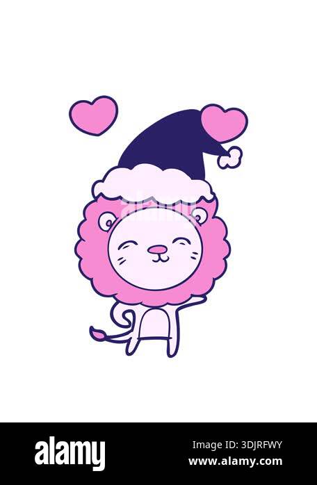 spinning hearts animation of hand drawn line drawing of a lion wearing ...