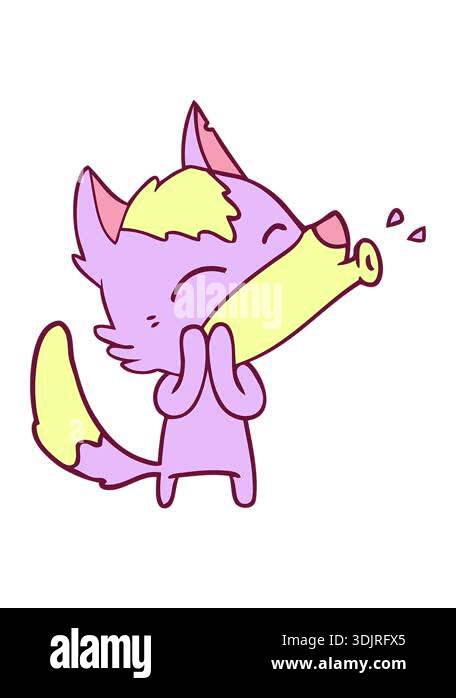 jiggle and pause animation of fox cartoon character in bright glow ...