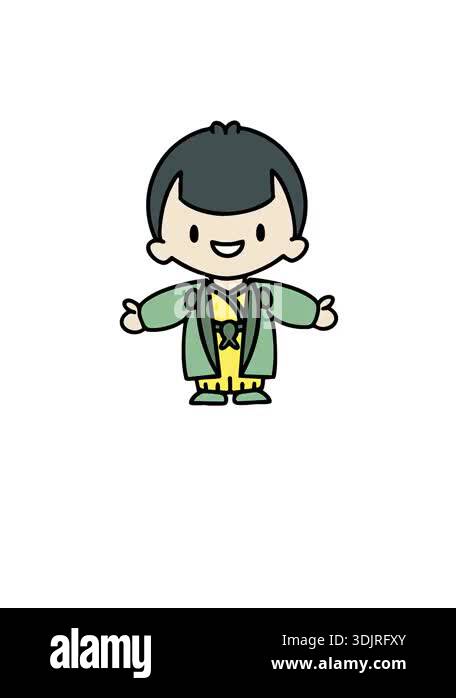 rise and float animation of japanese man in wedding clothes with open ...