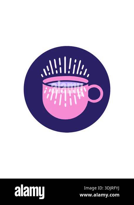 flashy sales animation of iconic tattoo style image of cup of coffee ...