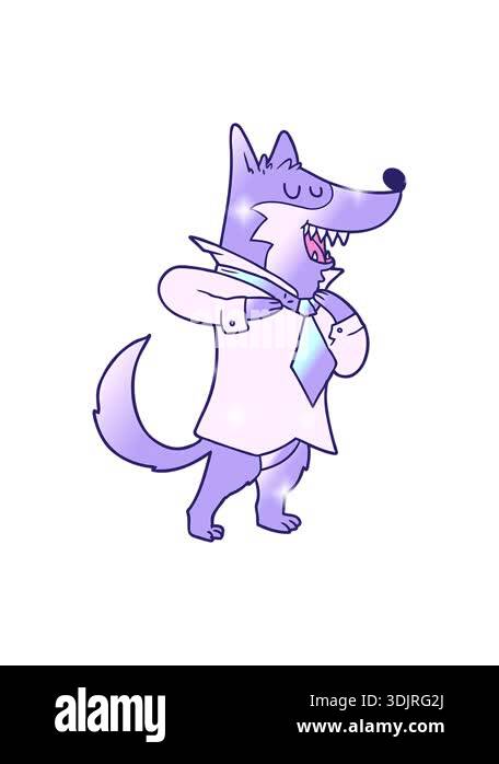 glitter effect animation of cartoon office wolf getting dressed Stock ...