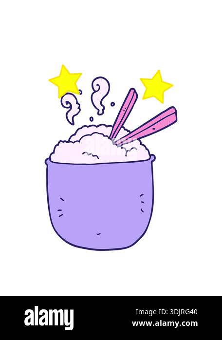 spinning stars animation of cartoon bowl of rice Stock Video Footage ...