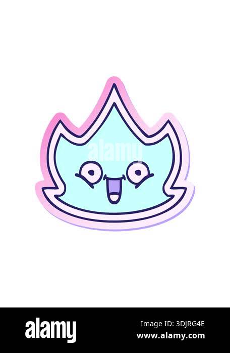 attention grabbing animation of sticker of a cute cartoon happy fire ...