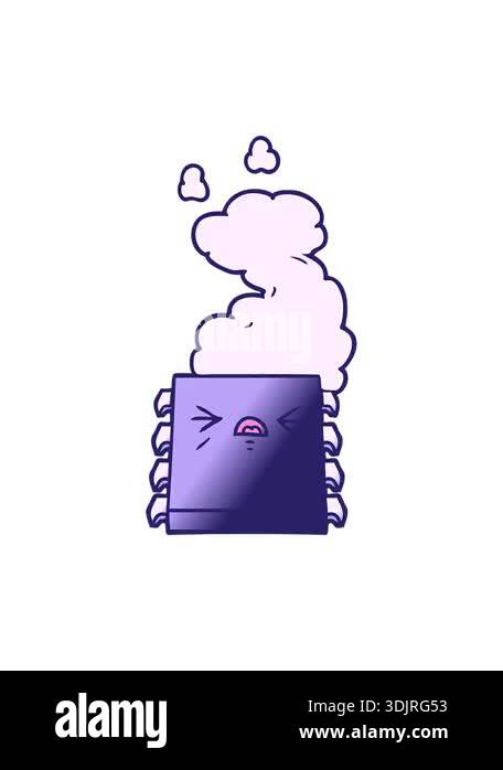 pixelize effect animation of cartoon overheating computer chip Stock ...