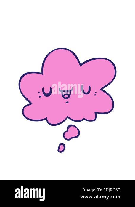 stretching up animation of happy cartoon face with thought bubble Stock ...