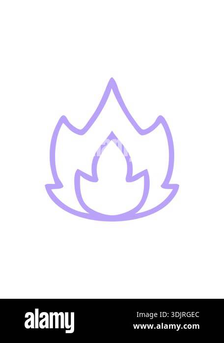 attention grabbing animation of line drawing cartoon of a fire icon ...