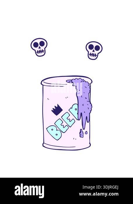 spinning skulls animation of cartoon beer can Stock Video Footage - Alamy