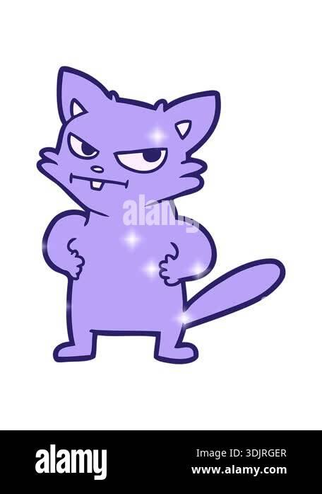 glitter effect animation of cartoon annoyed cat Stock Video Footage - Alamy