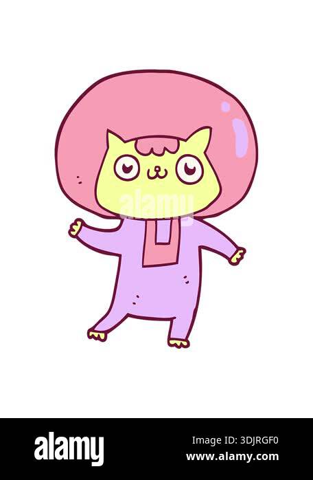 bobbing motion animation of cartoon space cat in bright glow color ...