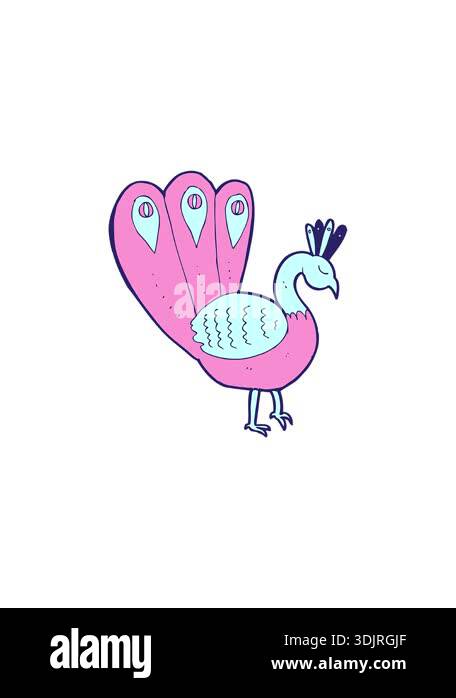 radioactive glowing animation of cartoon drawing of a peacock Stock ...