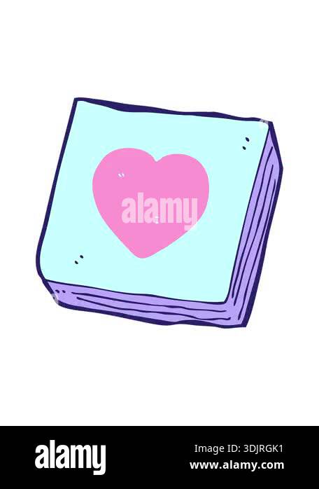 pixelize effect animation of cartoon love heart notes pad Stock Video ...