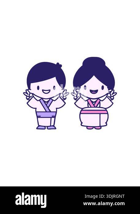 radioactive glowing animation of a Japanese wedding couple celebrating ...