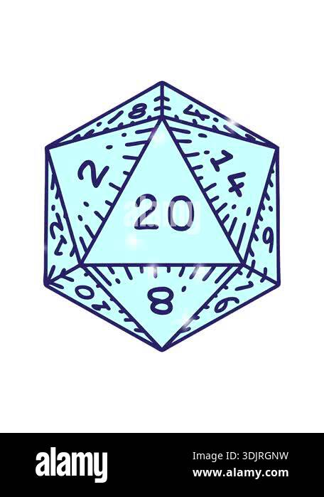 glitter effect animation of Retro Tattoo Style D20 dice roll Stock ...