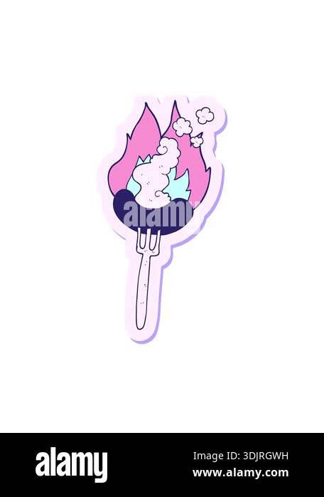 power up animation of sticker of a cartoon hot sausage Stock Video ...