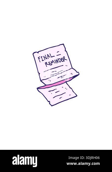 flashy sales animation of cartoon doodle final reminder letter Stock ...