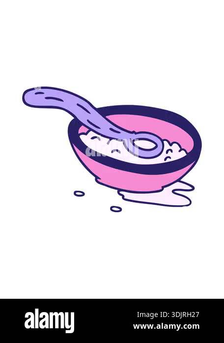 pixelize effect animation of hand drawn cartoon doodle of a cereal bowl ...