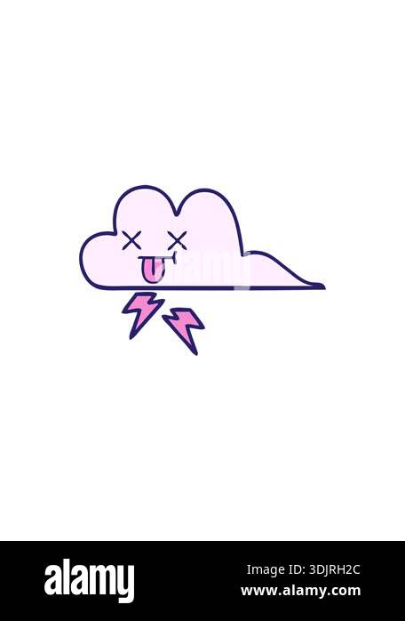 radioactive glowing animation of cartoon of a thunder cloud Stock Video ...