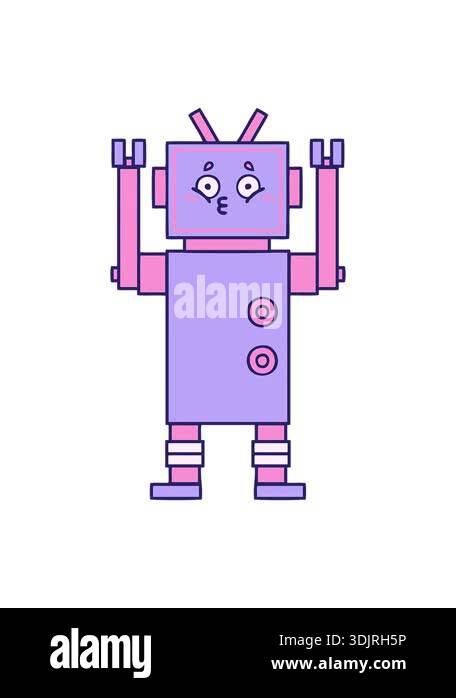 jiggle and pause animation of cute cartoon of a robot image Stock Video ...