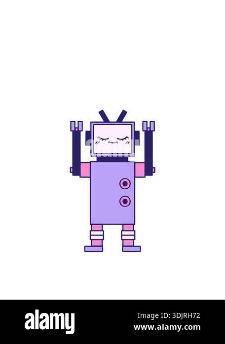 jumping motion animation of cute robot Stock Video Footage - Alamy