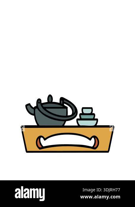 stretching up animation of a traditional japanese tea set Stock Video ...