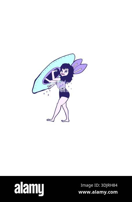 horizontally vibrating animation of cartoon woman carrying canoe Stock ...