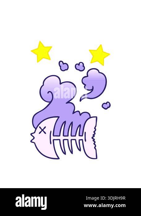 spinning stars animation of gradient shaded quirky cartoon dead fish ...