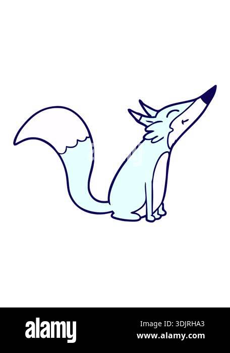 neon light effect animation of arctic fox cartoon Stock Video Footage ...