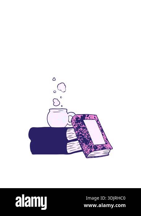 jumping motion animation of cartoon coffee cup and books Stock Video ...