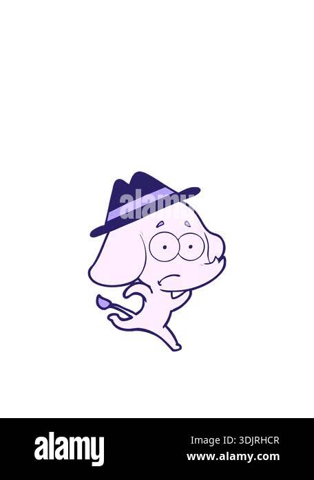 rise and float animation of cartoon unsure elephant running away Stock ...