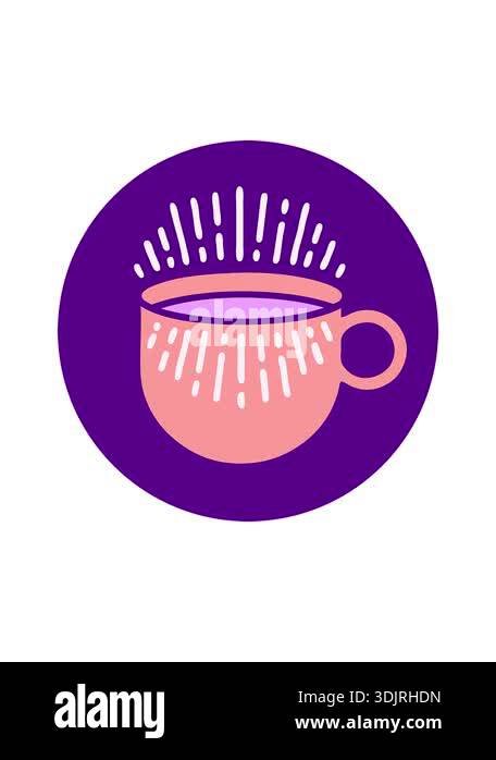 popping motion animation of cup of coffee in bright glow color Stock ...