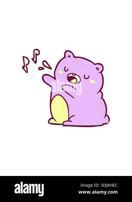 radioactive glowing animation of singing bear in bright glow color ...