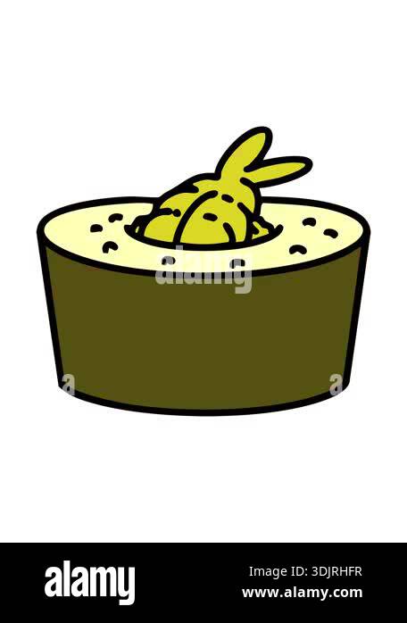 changing color animation of traditional japanese sushi rolled with ...