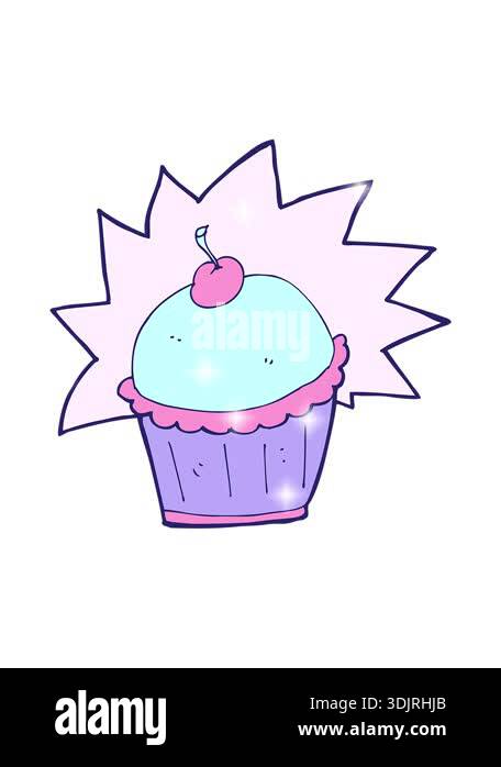 glitter effect animation of cup cake drawing Stock Video Footage - Alamy