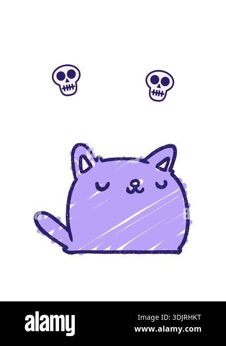 spinning skulls animation of the Cat Chalk Drawing Stock Video Footage ...