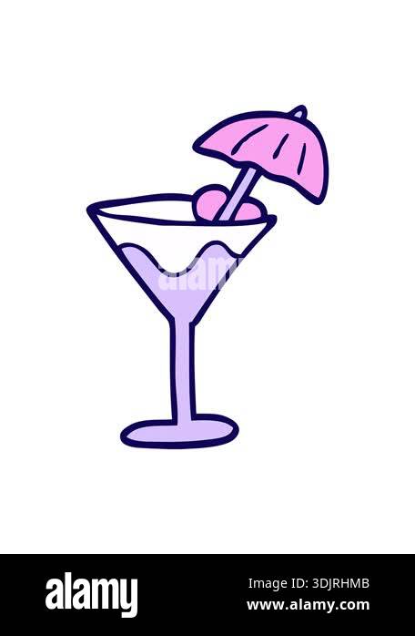 neon light effect animation of cartoon doodle cocktail Stock Video ...