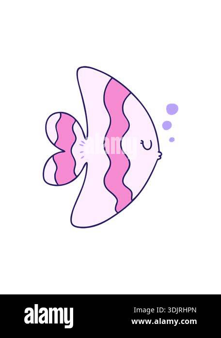 popping motion animation of hand drawn quirky cartoon fish Stock Video ...