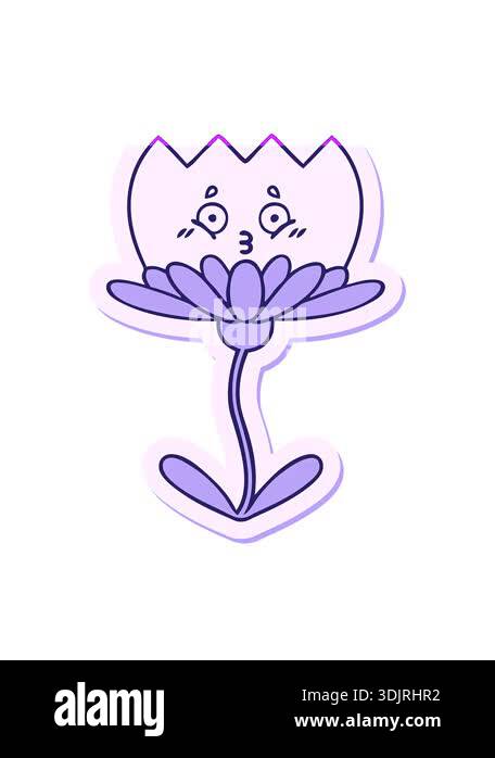power up animation of sticker of a cute cartoon flower Stock Video ...
