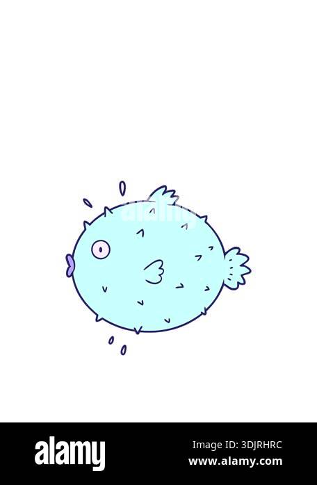 rise and float animation of puffer fish Stock Video Footage - Alamy