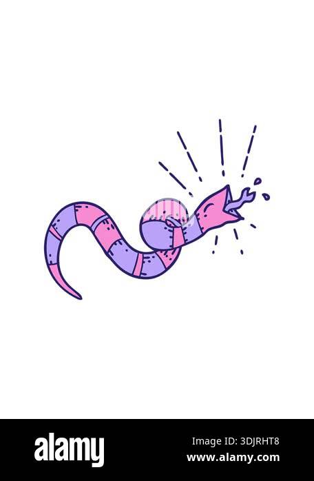 popping motion animation of a traditional tattoo style hissing snake ...