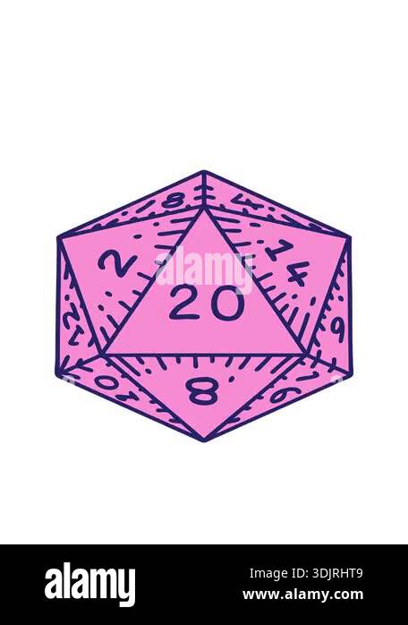 bobbing motion animation of Retro Tattoo Style natural 20 D20 dice roll ...