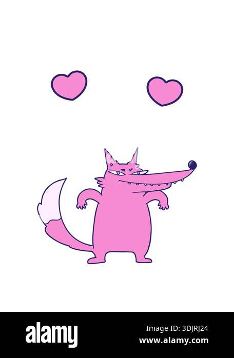 spinning hearts animation of a fox cartoon character Stock Video ...