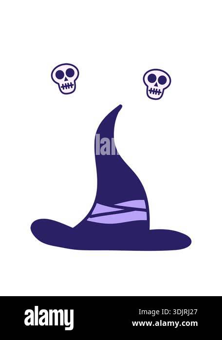 spinning skulls animation of cartoon of a spooky witch hat design Stock ...