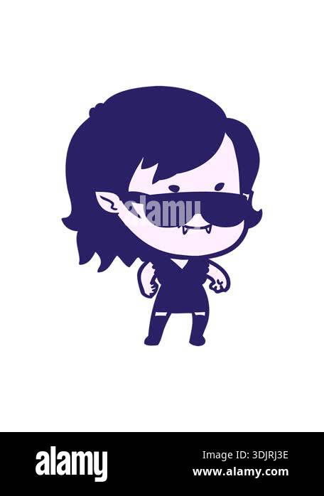 shaking motion animation of cartoon friendly vampire girl in cool ...