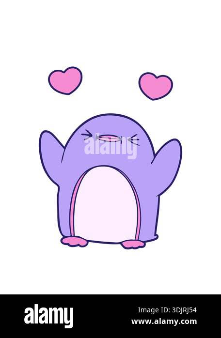 spinning hearts animation of cartoon penguin design Stock Video Footage ...