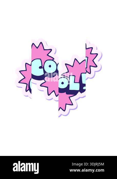 splitting motion animation of sticker of a cool cartoon symbol Stock ...