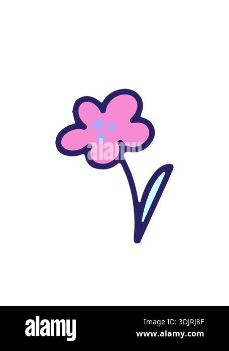 blinking radial lines animation of cartoon fun flower design Stock ...
