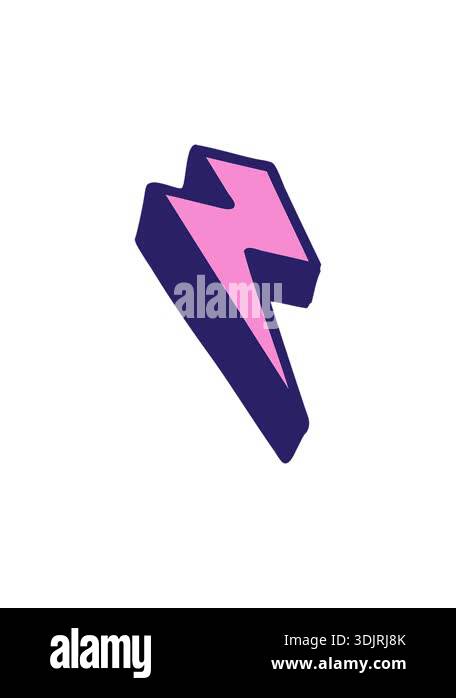 spinning motion animation of tattoo style cartoon of a lightning bolt ...