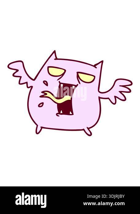 neon light effect animation of freehand drawn cartoon of cute scary ...