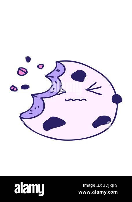 bobbing motion animation of hand drawn quirky cartoon munched cookie ...