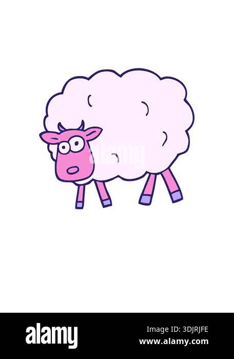 rise and float animation of hand drawn doodle style cartoon sheep Stock ...